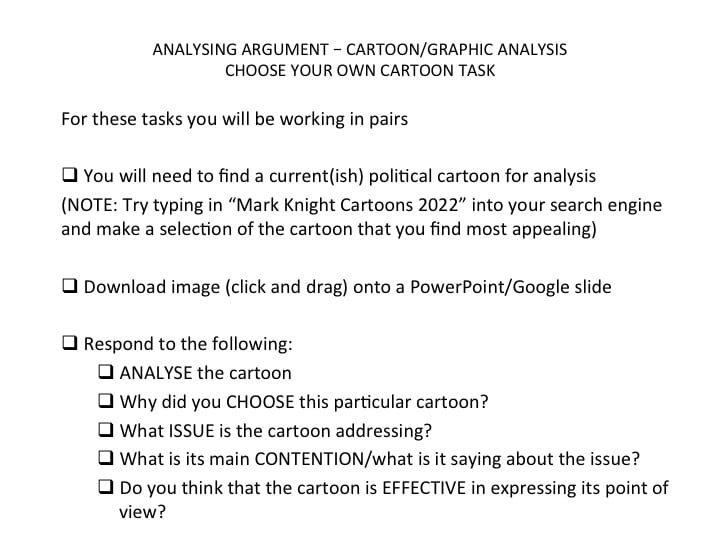 Analysisng Argument – Choose your own cartoon task | vce english | bwr ...